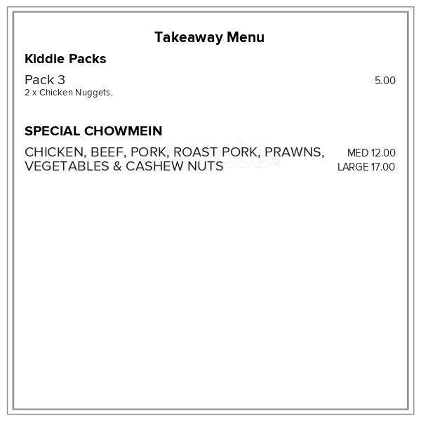 Menu at China Light Restaurant & Takeaways, Napier