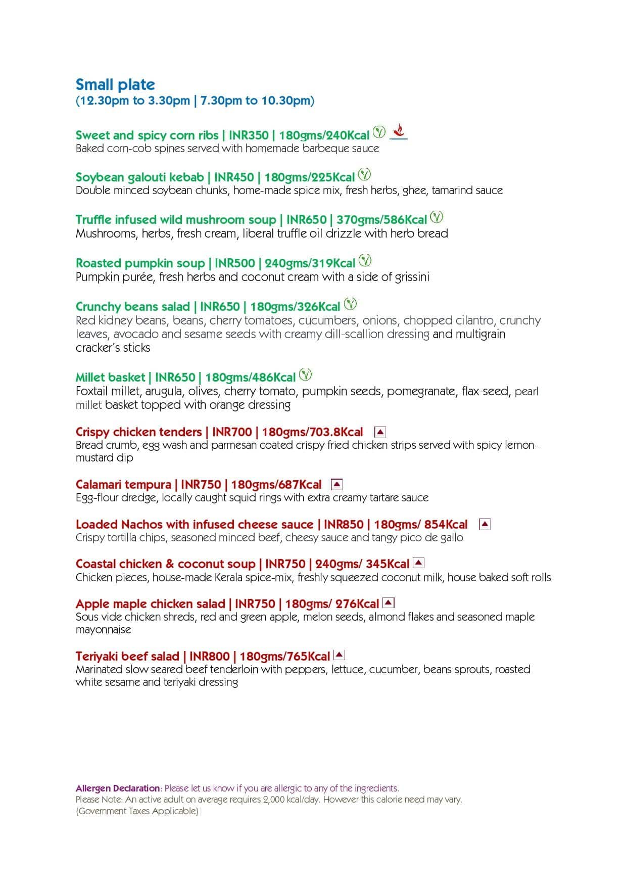 Menu of Armoury Cafe - Brunton Boatyard, Fort Kochi, Kochi