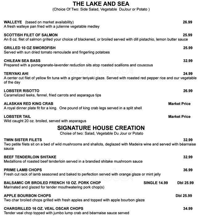 Menu at Signature Chop House pub & bar, Flushing, E Pierson Rd