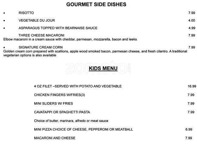 Menu at Signature Chop House pub & bar, Flushing, E Pierson Rd