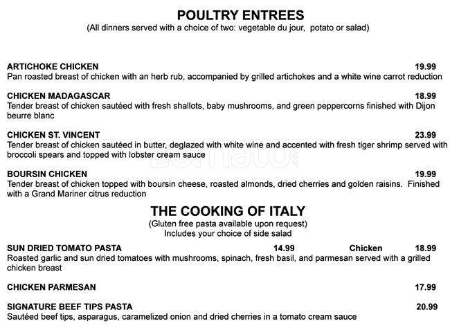 Menu at Signature Chop House pub & bar, Flushing, E Pierson Rd