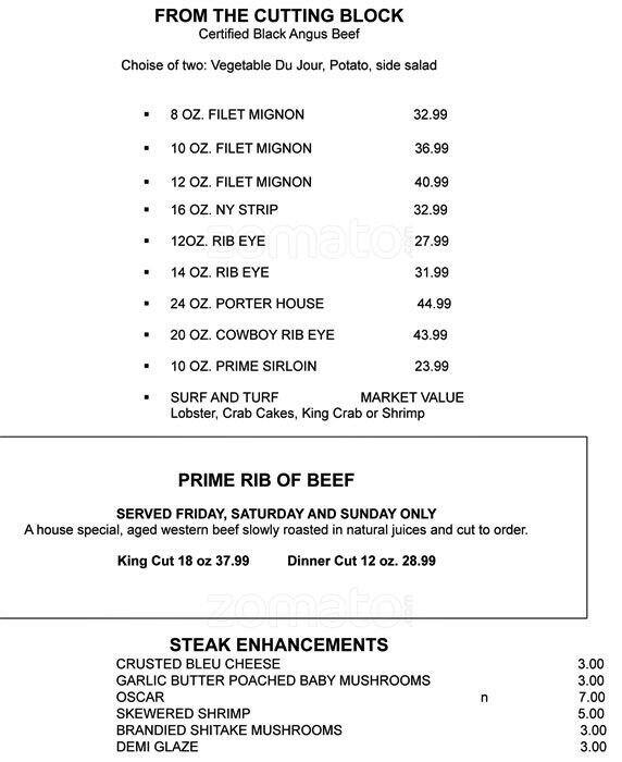 Menu at Signature Chop House pub & bar, Flushing, E Pierson Rd