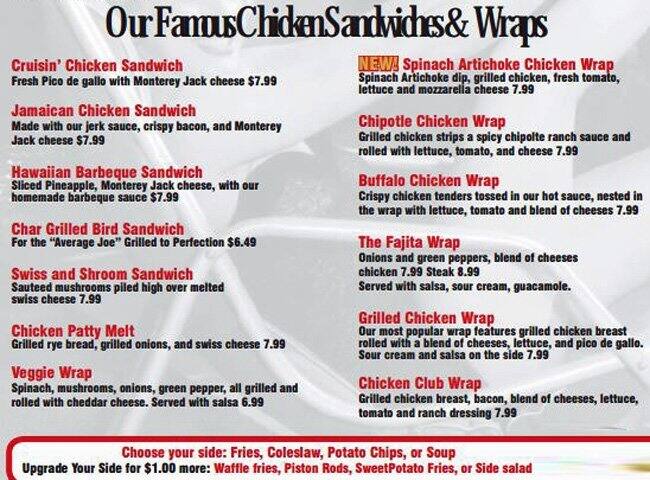 Menu at Cruisin pub & bar, Gilberts