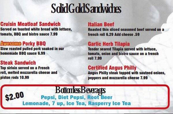 Menu at Cruisin pub & bar, Gilberts