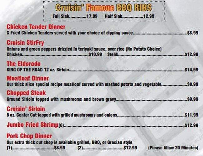Menu at Cruisin pub & bar, Gilberts