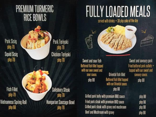 Menu at Corner Pocket, Mandaue City