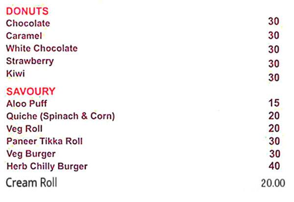 Menu of Baker's House, Mulund East, Mumbai