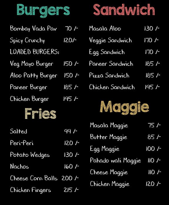 Menu of The Hipsters Cafe, Raj Nagar, Ghaziabad