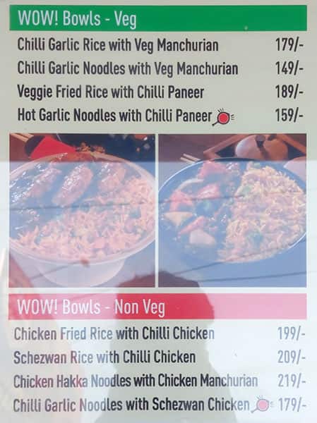 Menu at Wow China, Hyderabad, Food Court