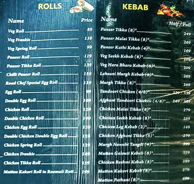 Menu at 0612 Roadchef Open Air, Patna