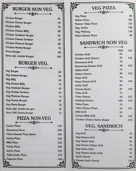 Menu of Bawa Kitchen & Restaurant, Mohammad Ali Road, Mumbai