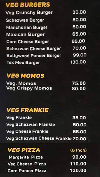 Menu of Bombay Burgers, New Panvel, Navi Mumbai