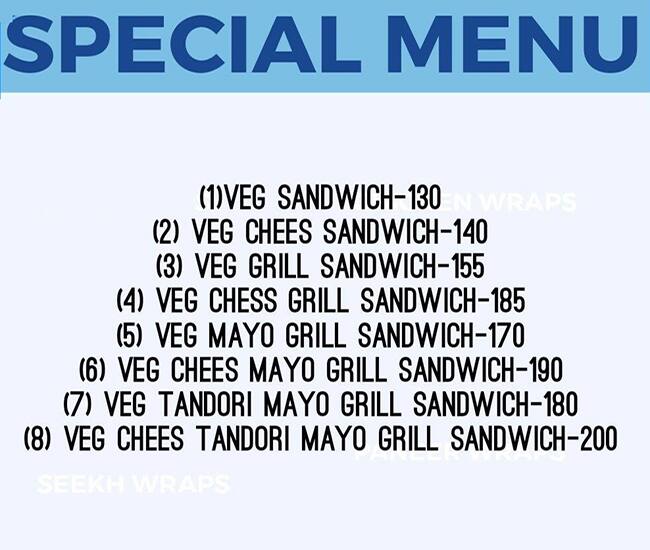 Menu of Sandwich Station, Sayajipura, Vadodara