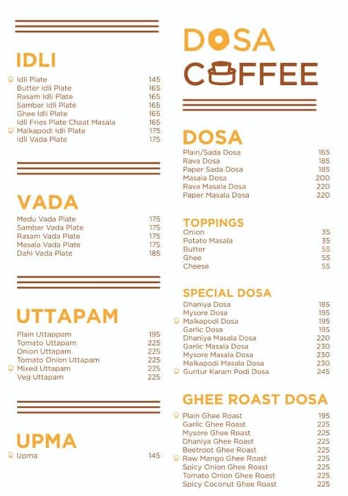 Menu of Dosa Coffee, Sector 18, Noida