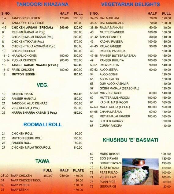 Mughal's Rasoi Menu, Menu for Mughal's Rasoi, East of Kailash, New ...