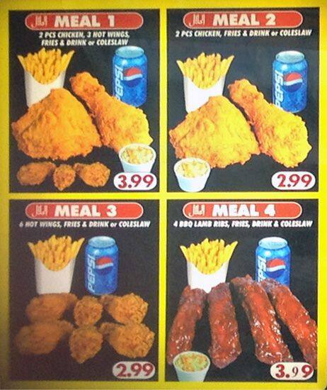 Menu at Dixie Chicken fast food, London, 361 Mile End Rd