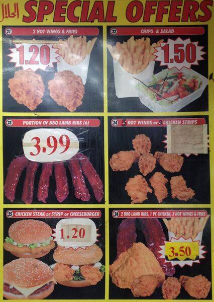 Menu at Dixie Chicken fast food, London, 361 Mile End Rd