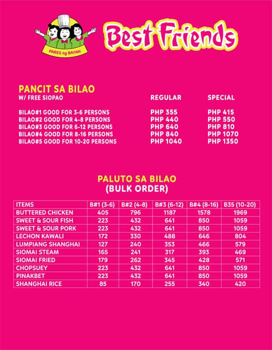 Menu at Best Friends fast food, Mandaluyong, 679 Boni Avenue