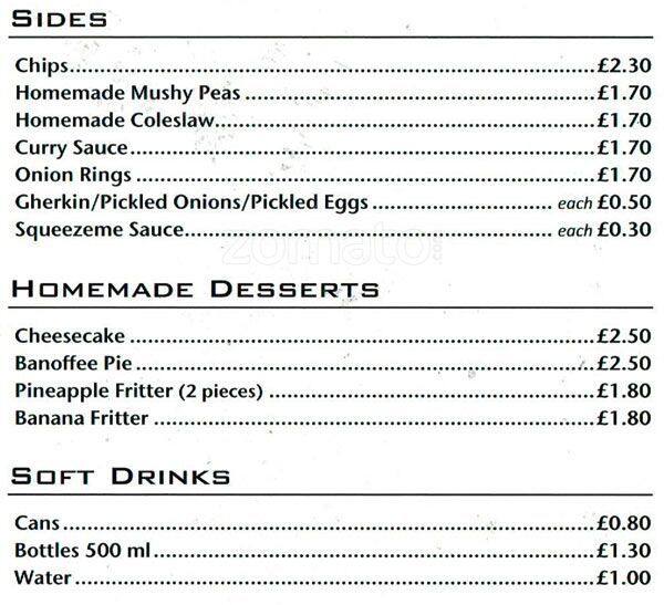 Menu at Tom Bell Traditional Fish & Chips fast food, London