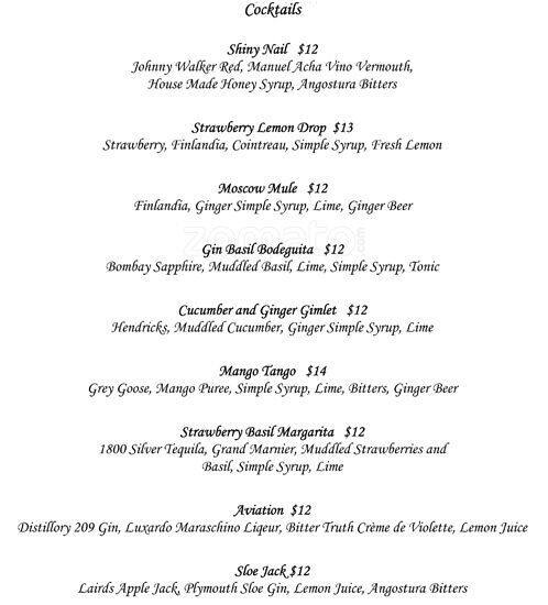 Menu at Santé restaurant, Sonoma, 100 Boyes Blvd