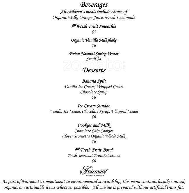 Menu at Santé restaurant, Sonoma, 100 Boyes Blvd