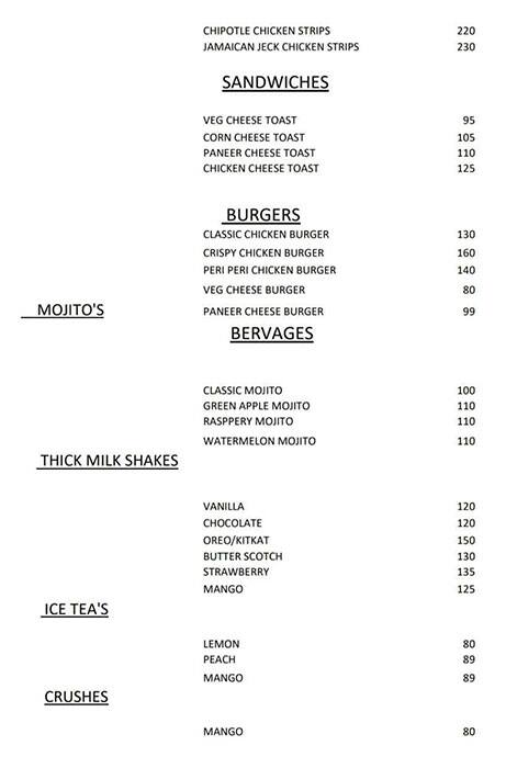 Menu at Zion multi cafe, Chennai