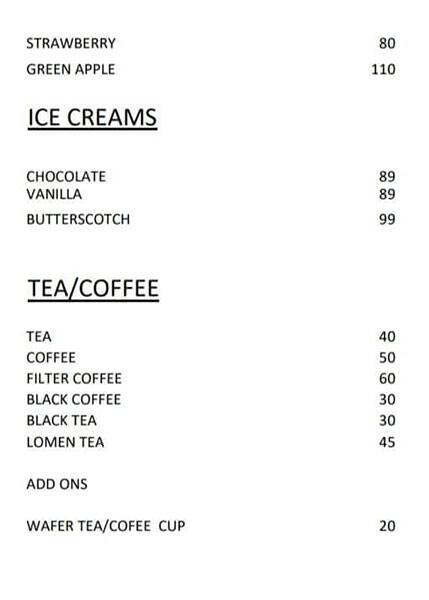 Menu at Zion multi cafe, Chennai