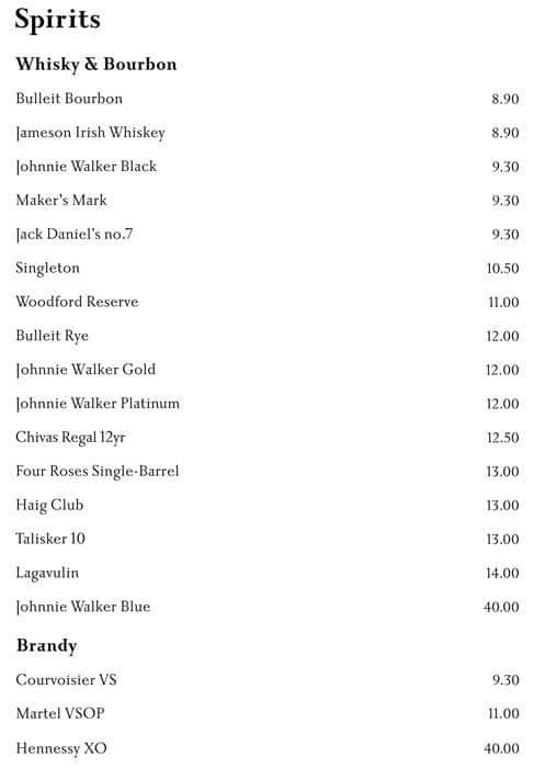 Menu at Archer Street Soho pub & bar, London