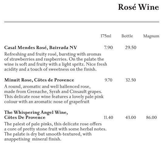 Menu at Archer Street Soho pub & bar, London