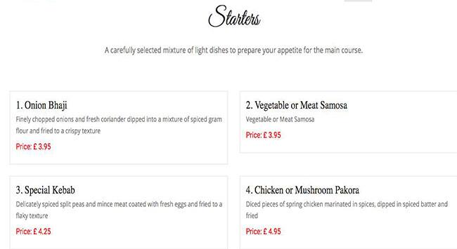 Menu at Akash Restaurant, London, 70 Northcote Rd