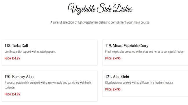 Menu at Akash Restaurant, London, 70 Northcote Rd