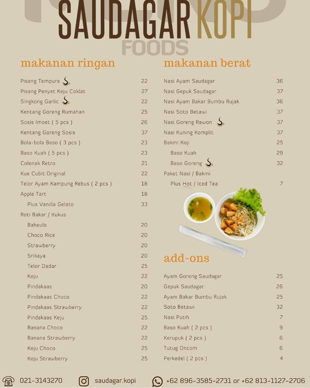 Menu at Saudagar Kopi Sabang cafe, Jakarta, Jalan Haji Agus Salim No ...
