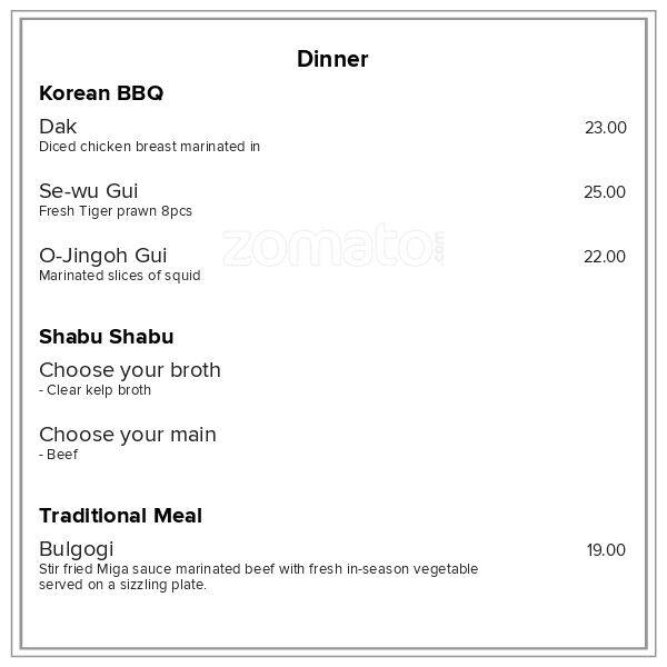 Menu at Miga Korean BBQ & Japanese, Dunedin, 4 Hanover St opposite the ...