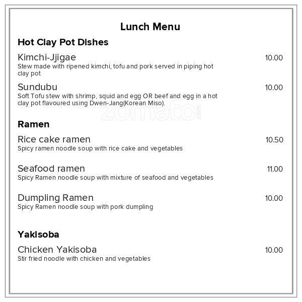 Menu at Miga Korean BBQ & Japanese, Dunedin, 4 Hanover St opposite the ...