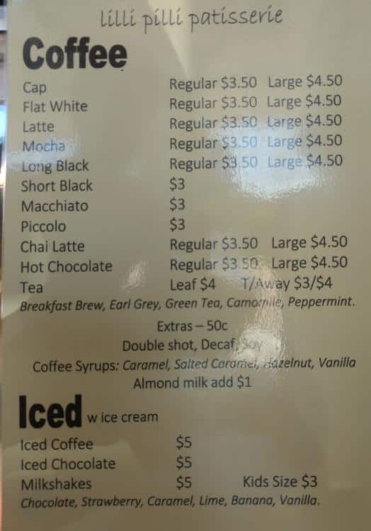 Menu at Lilli Pilli Patisserie Café fast food, Caringbah South