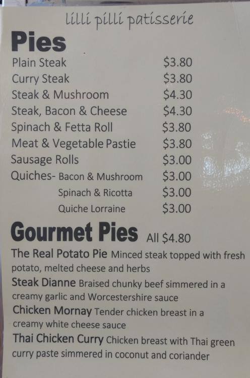 Menu at Lilli Pilli Patisserie Café fast food, Caringbah South