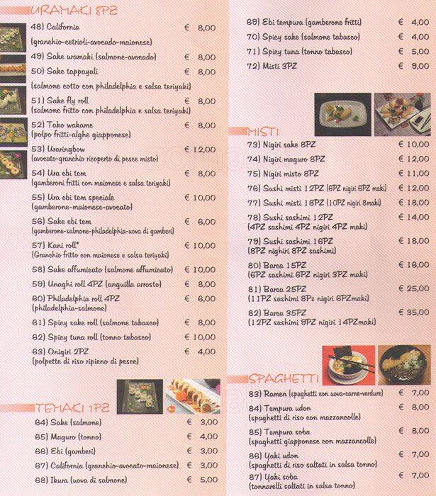 Menu at Il Vigneto restaurant, Rome, Piazza Capri