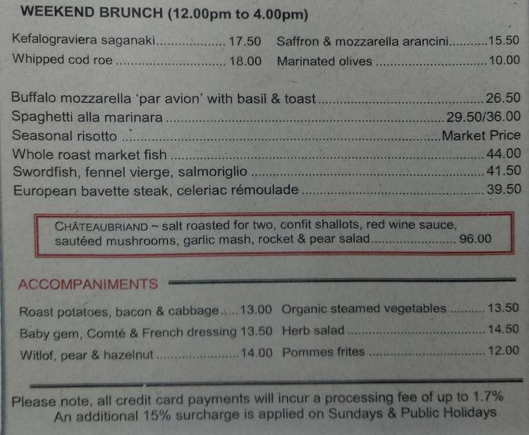 Menu at The European pub & bar, Melbourne