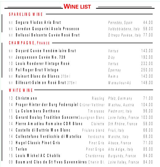 Menu at The European pub & bar, Melbourne