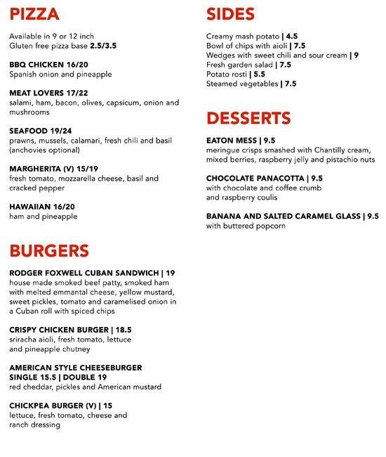 Menu at Arkaba Hotel pub & bar, Fullarton, 150 Glen Osmond Rd