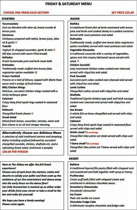 Menu at The Abbey Burger Bar, Waltham Abbey, 1 Greenyard