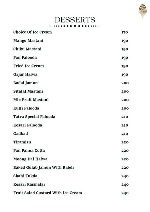 Menu of Tatva The Vegetarian Kitchen, Wakad, Pune