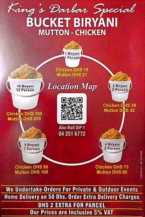 Menu of King's Darbar Restaurant, Jafza, Dubai