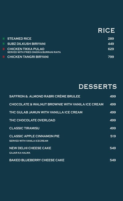 Menu at The House of Celeste, Gurugram