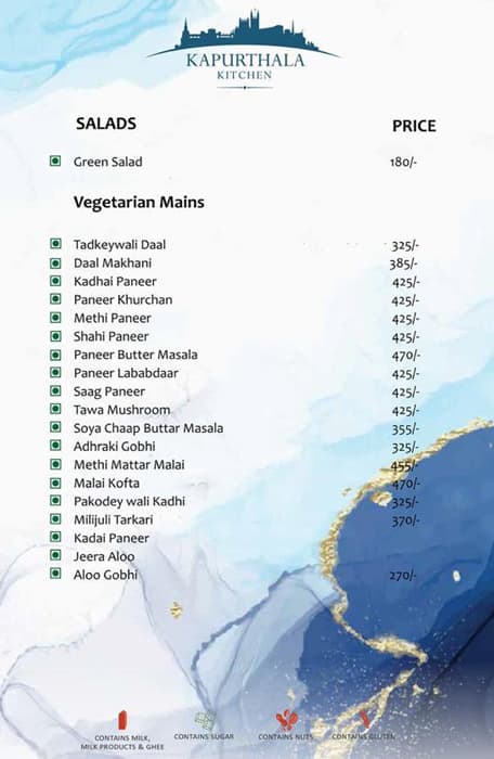 Menu of Kapurthala Kitchen, Connaught Place, New Delhi