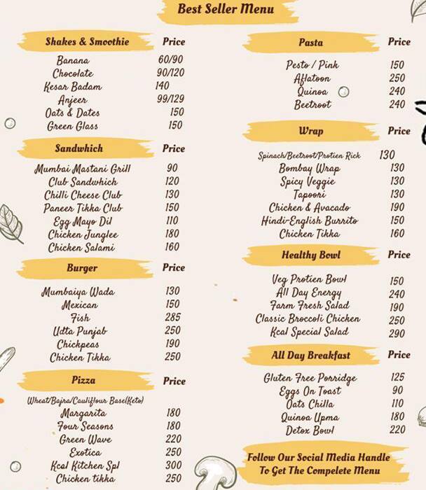 Menu at Kcal kitchen, Mumbai