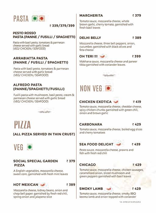 Menu at Indie Kulture, Patna