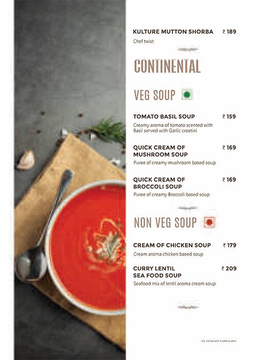 Menu at Indie Kulture, Patna