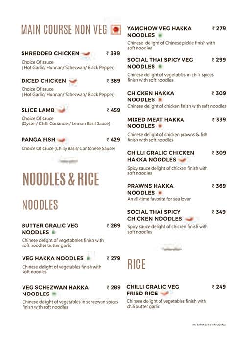 Menu at Indie Kulture, Patna