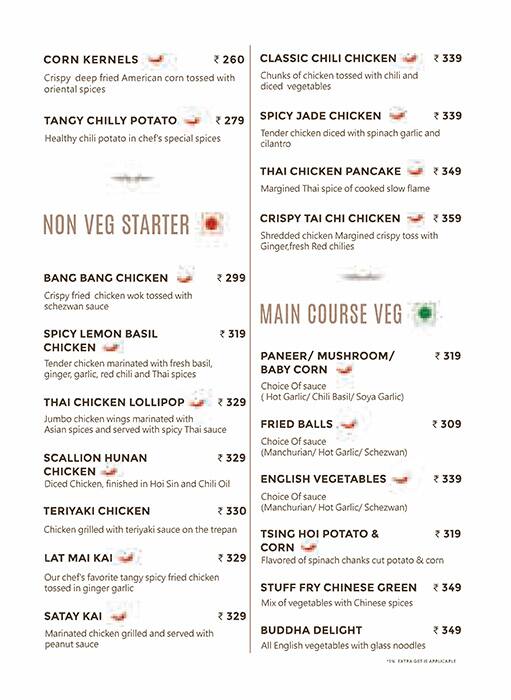 Menu at Indie Kulture, Patna